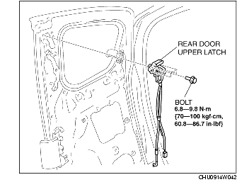 REAR DOOR UPPER LATCH REMOVAL/INSTALLATION